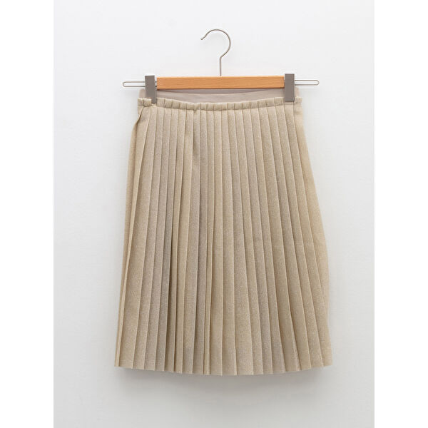 Beli Lastikli Pileli Kız Çocuk Etek