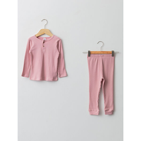 Bisiklet Yaka Uzun Kol Basic Kız Bebek Pijama Takımı Bisiklet Yaka Uzun Kol Basic Kız Bebek Pijama Takımı