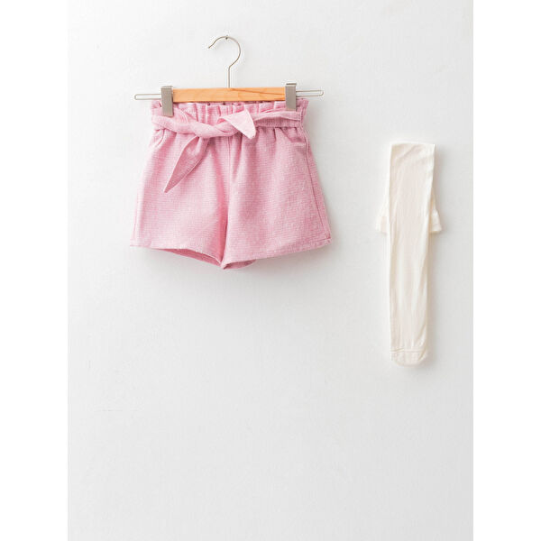 Beli Lastikli Kız Bebek Şort ve Külotlu Çorap 2'li Takım Beli Lastikli Kız Bebek Şort ve Külotlu Çorap 2'li Takım