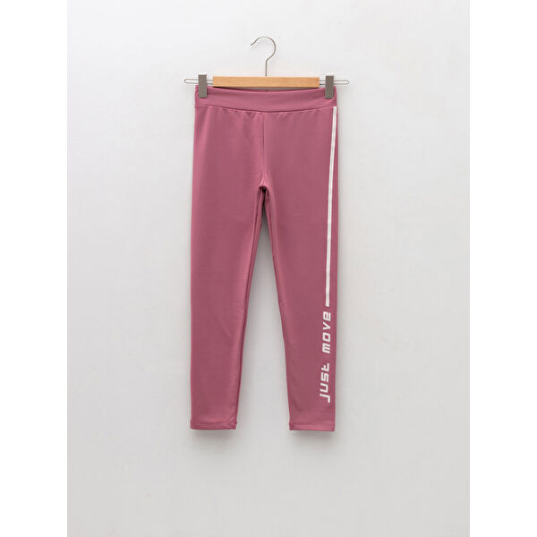 Beli Lastikli Baskılı Pamuklu Kız Çocuk Tayt