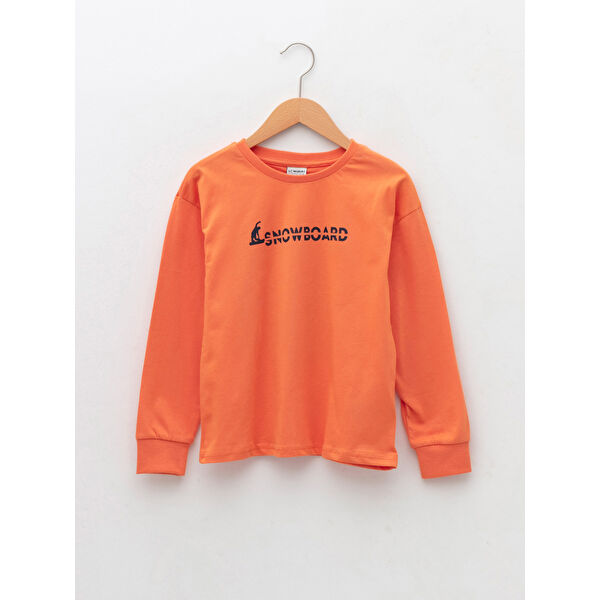 Bisiklet Yaka Baskılı Uzun Kollu Erkek Çocuk Sweatshirt