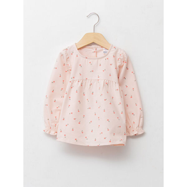 Bisiklet Yaka Uzun Kol Desenli Kız Bebek Bluz