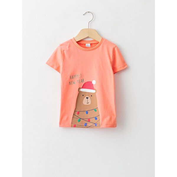 Bisiklet Yaka Kısa Kol Baskılı Pamuklu Erkek Bebek Tişört