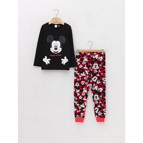 Bisiklet Yaka Mickey Mouse Baskılı Uzun Kollu Kız Çocuk Pijama Takımı Bisiklet Yaka Mickey Mouse Baskılı Uzun Kollu Kız Çocuk Pijama Takımı