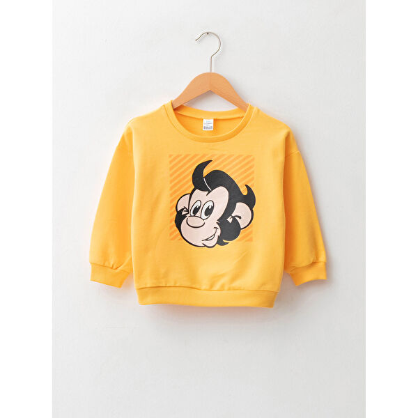 Kapüşonlu Yaka Uzun Kollu Nostaljik Maymun Baskılı Bebek Sweatshirt Kapüşonlu Yaka Uzun Kollu Nostaljik Maymun Baskılı Bebek Sweatshirt