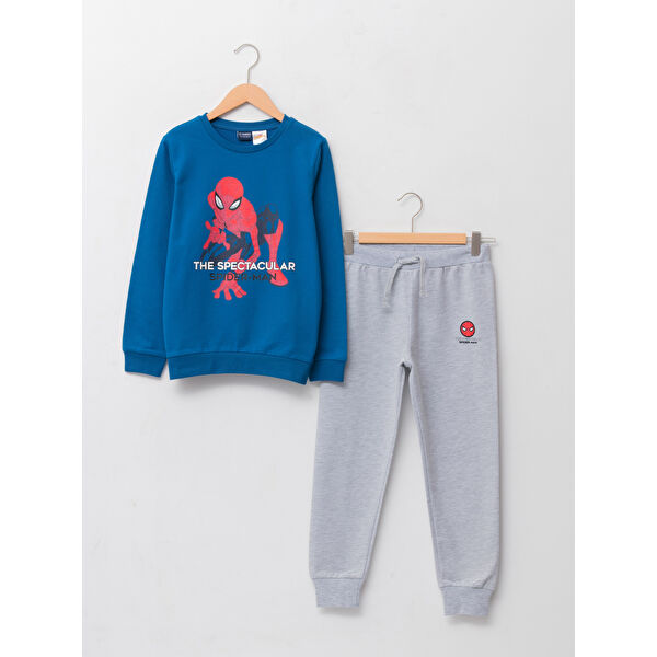 Bisiklet Yaka Spiderman Baskılı Uzun Kollu Erkek Çocuk Sweatshirt ve Eşofman Altı Bisiklet Yaka Spiderman Baskılı Uzun Kollu Erkek Çocuk Sweatshirt ve Eşofman Altı