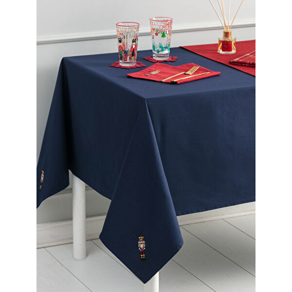 Yılbaşı Temalı Nakışlı Buldan Masa Örtüsü 150x200 Cm