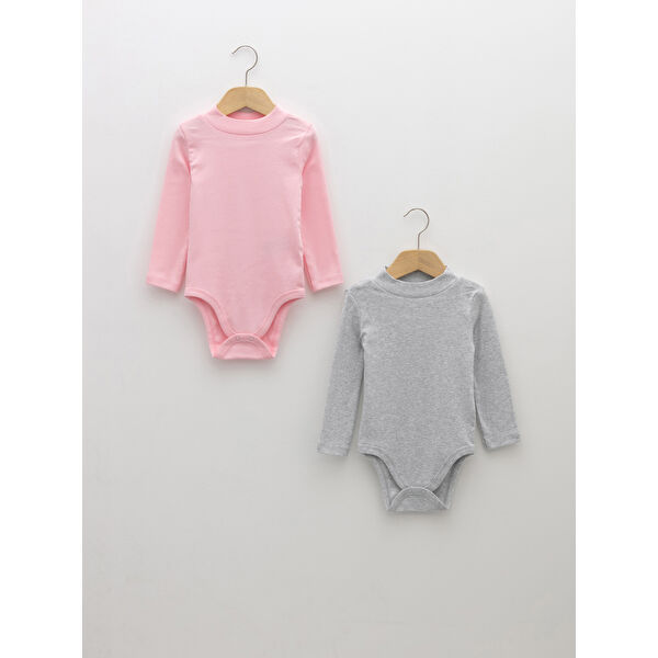 Yarım Balıkçı Yaka Uzun Kollu Basic Kız Bebek Çıtçıtlı Body 2'li Yarım Balıkçı Yaka Uzun Kollu Basic Kız Bebek Çıtçıtlı Body 2'li