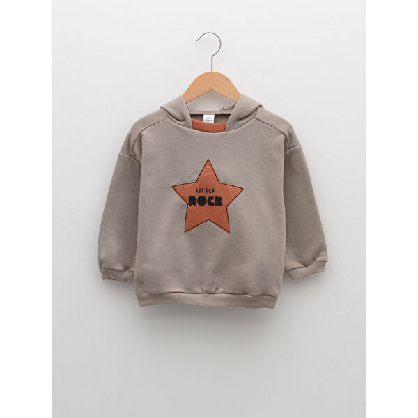 Kapüşonlu Uzun Kollu Baskılı Erkek Bebek Sweatshirt