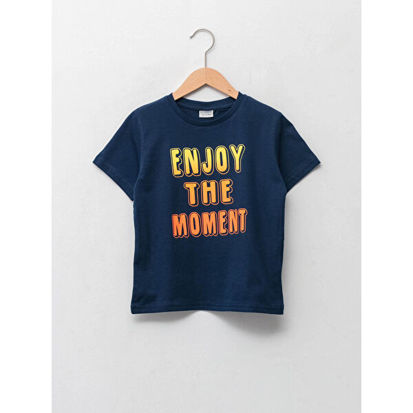 Bisiklet Yaka Baskılı Kısa Kollu Erkek Çocuk Tişört