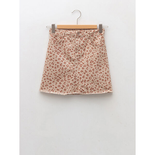 Desenli Gabardin Kız Çocuk Etek