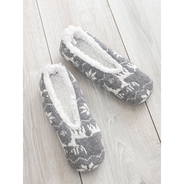 Desenli Triko Kadın Ev Patiği