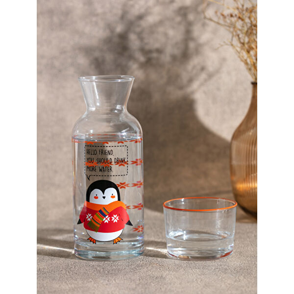 Penguen Baskılı Cam Kapaklı Sürahi 700 Ml Penguen Baskılı Cam Kapaklı Sürahi 700 Ml