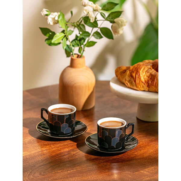 Baskılı Porselen Kahve Fincan Takımı 2'li