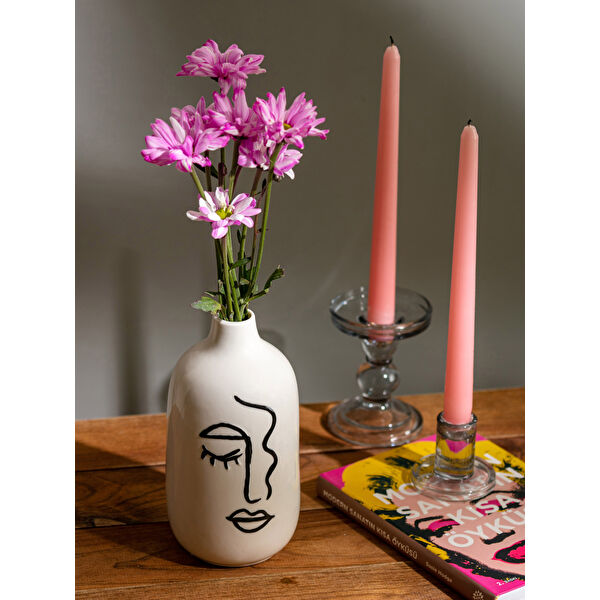 Yüz Baskılı Seramik Dekoratif Vazo 10x9x20 Cm Yüz Baskılı Seramik Dekoratif Vazo 10x9x20 Cm