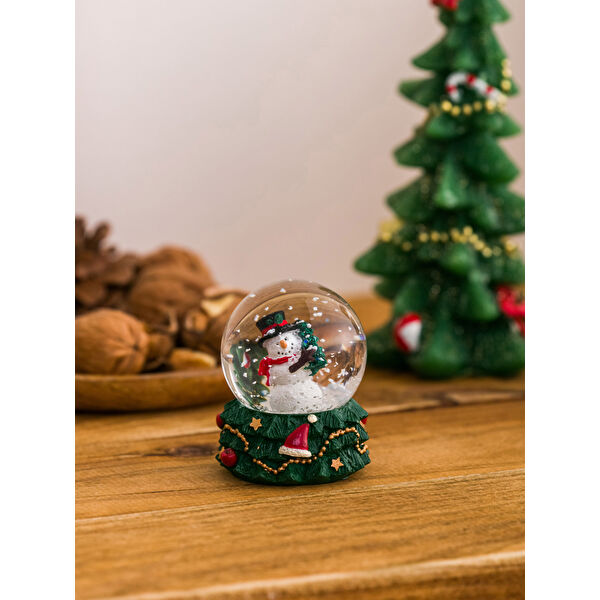 Yılbaşı Temalı Desenli Dekoratif Kar Küresi 4x4x6 Cm