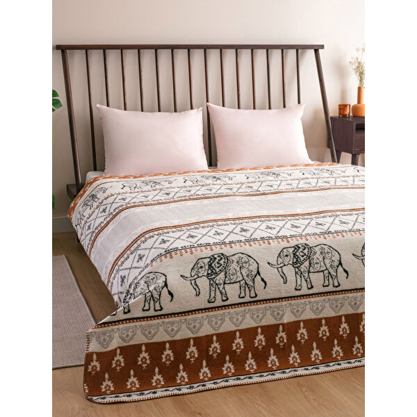 Fil Desenli Çift Kişilik Battaniye 200x220 Cm