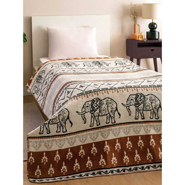 Fil Desenli Tek Kişilik Battaniye 150x200 Cm