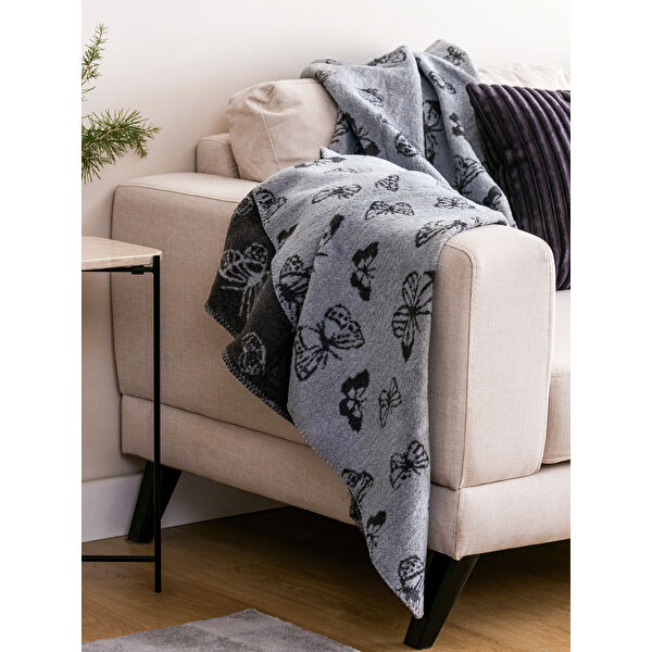 Desenli Çift Taraflı Tek Kişilik Battaniye 130x170 Cm