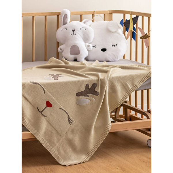 Geyik Nakışlı Bebek Battaniyesi 80x100 Cm Geyik Nakışlı Bebek Battaniyesi 80x100 Cm