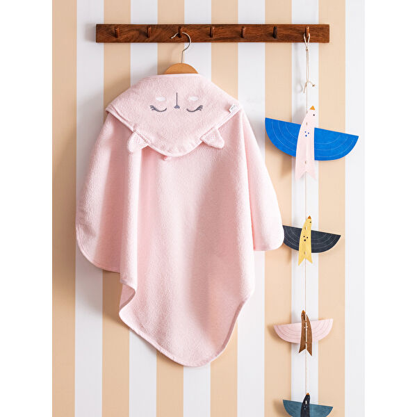 Nakışlı Pamuklu Bebek Banyo Havlusu 75x75 Cm