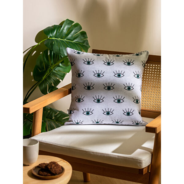 Göz Nakışlı Kırlent Kılıfı 45x45 Cm