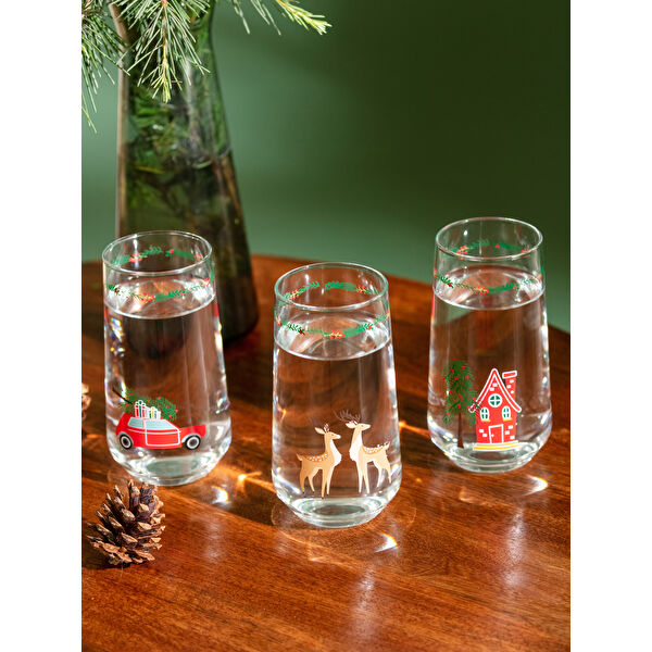 Baskılı Cam Su Bardağı 3'lü 470 Cc