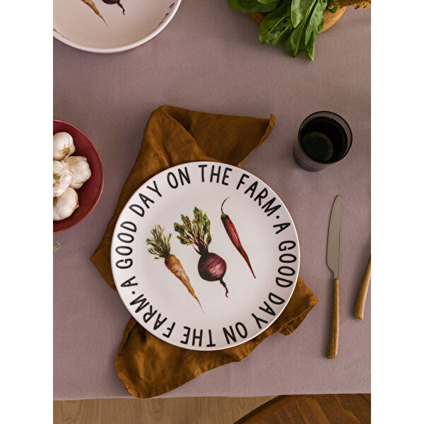 Desenli Seramik Servis Tabağı 26 Cm