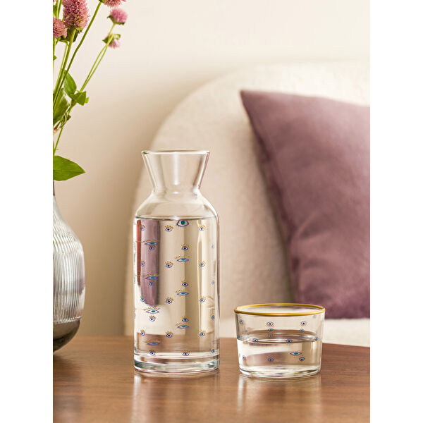 Baskılı Bardak Kapaklı Cam Karaf Sürahi 700 Ml Baskılı Bardak Kapaklı Cam Karaf Sürahi 700 Ml