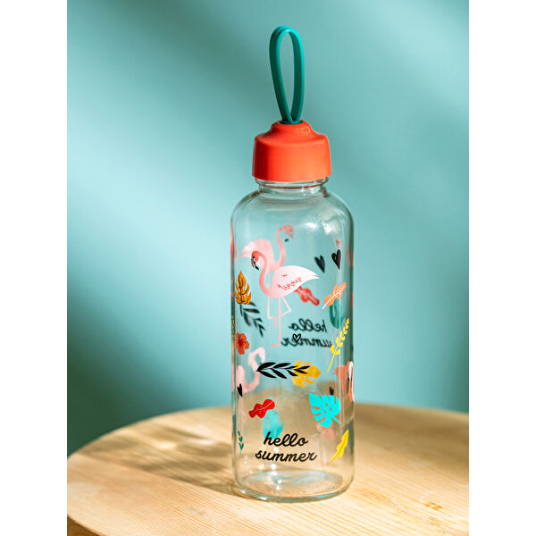 Flamingo Baskılı Cam Matara 500 Ml Flamingo Baskılı Cam Matara 500 Ml