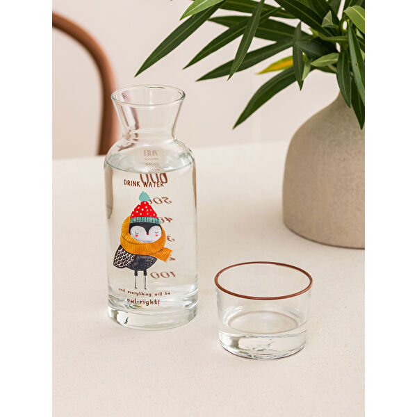 Baskılı Bardak Kapaklı Cam Karaf Sürahi 700 Ml Baskılı Bardak Kapaklı Cam Karaf Sürahi 700 Ml