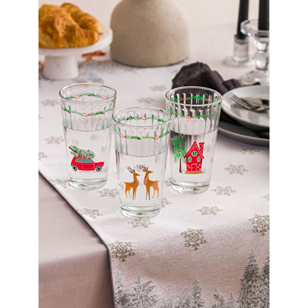 Yılbaşı Temalı Cam Bardak 3'lü 365 Ml