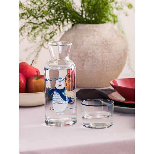 Baskılı Bardak Kapaklı Cam Karaf Sürahi 700 Ml Baskılı Bardak Kapaklı Cam Karaf Sürahi 700 Ml