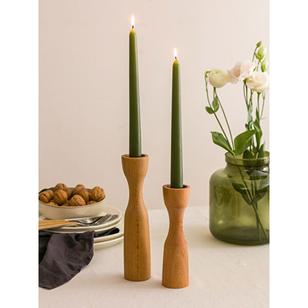 Düz Dekoratif Şamdan Mum 2'li 24 Cm