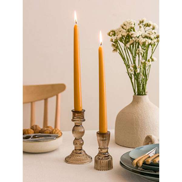 Düz Dekoratif Şamdan Mum 2'li 24 Cm