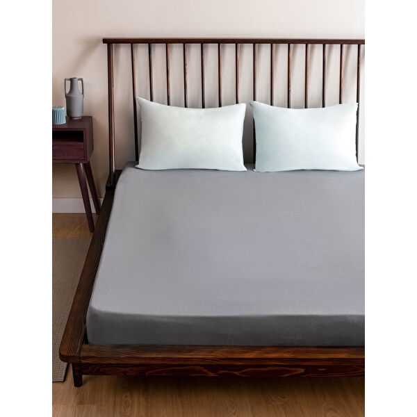 Düz Pamuklu Lastikli Çift Kişilik Çarşaf 180x200x30 Cm