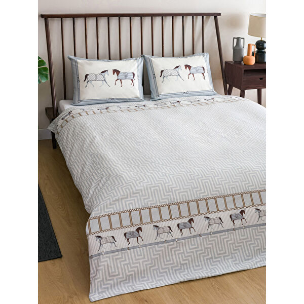 Desenli Dokuma Çift Kişilik Nevresim Seti