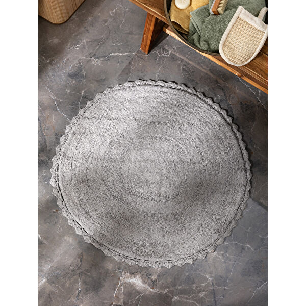 Dantel İşlemeli Yuvarlak Banyo Paspası 80x80 Cm Dantel İşlemeli Yuvarlak Banyo Paspası 80x80 Cm
