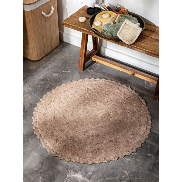 Dantel İşlemeli Yuvarlak Banyo Paspası 80x80 Cm Dantel İşlemeli Yuvarlak Banyo Paspası 80x80 Cm