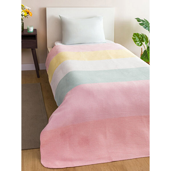 Renk Bloklu Pamuklu Kız Çocuk Battaniye 150x200 Cm