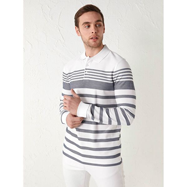 LCW CLASSIC Polo Yaka Uzun Kollu Çizgili Erkek Tişört