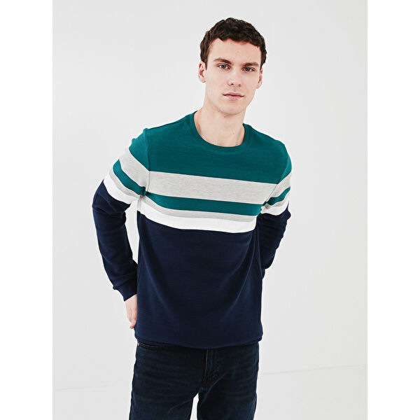 LCW CLASSIC Bisiklet Yaka Uzun Kollu Renk Bloklu Erkek Sweatshirt