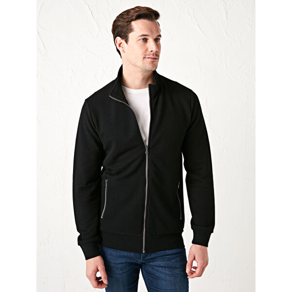 LCW BASIC Dik Yaka Uzun Kollu Pike Erkek Sweatshirt