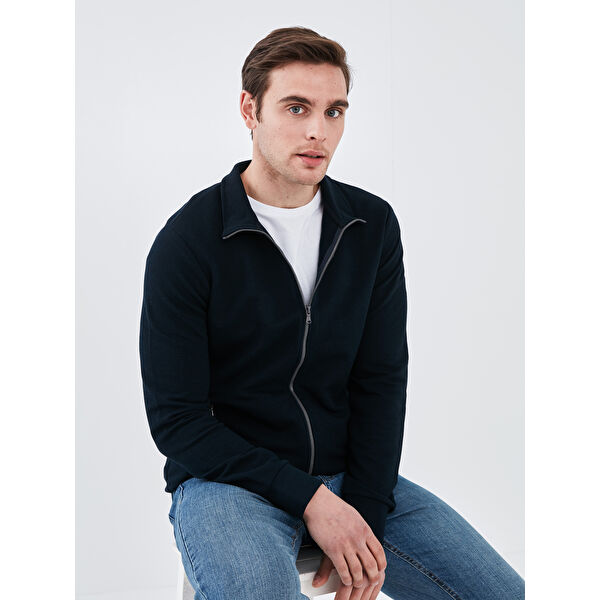 LCW BASIC Dik Yaka Uzun Kollu Pike Erkek Sweatshirt