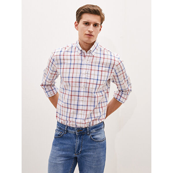 LCW CLASSIC Regular Fit Uzun Kollu Ekose Poplin Erkek Gömlek