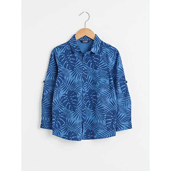 Desenli Uzun Kollu Erkek Çocuk Poplin Gömlek Desenli Uzun Kollu Erkek Çocuk Poplin Gömlek