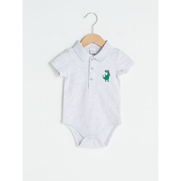 Gömlek Yaka Kısa Kol Baskılı Erkek Bebek Çıtçıtlı Body