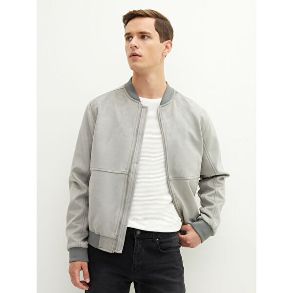 LCW VISION Slim Fit Kolej Yaka İnce Bomber Süet Erkek Mont