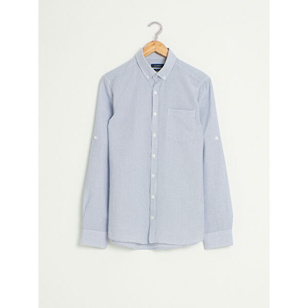 LCW CLASSIC Slim Fit Uzun Kollu Desenli Gömlek