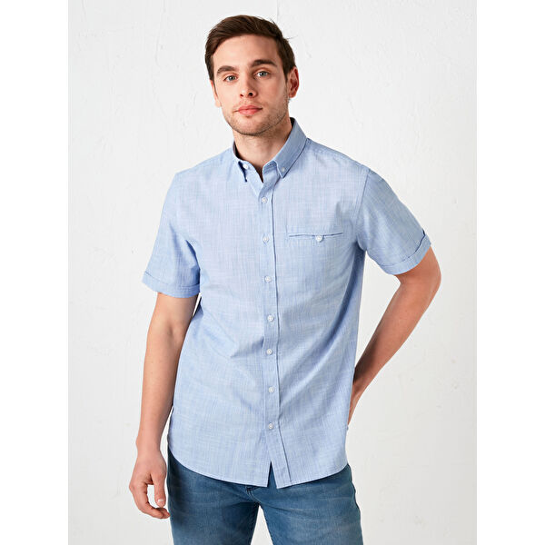 LCW BASIC Regular Fit Kısa Kollu Poplin Gömlek LCW BASIC Regular Fit Kısa Kollu Poplin Gömlek